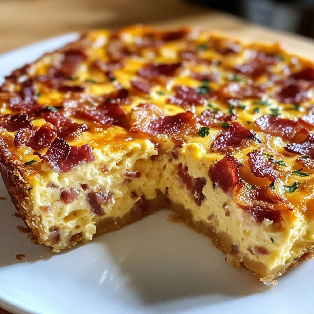 Irresistible Crustless Bacon & Cheese Quiche - Easy Breakfast