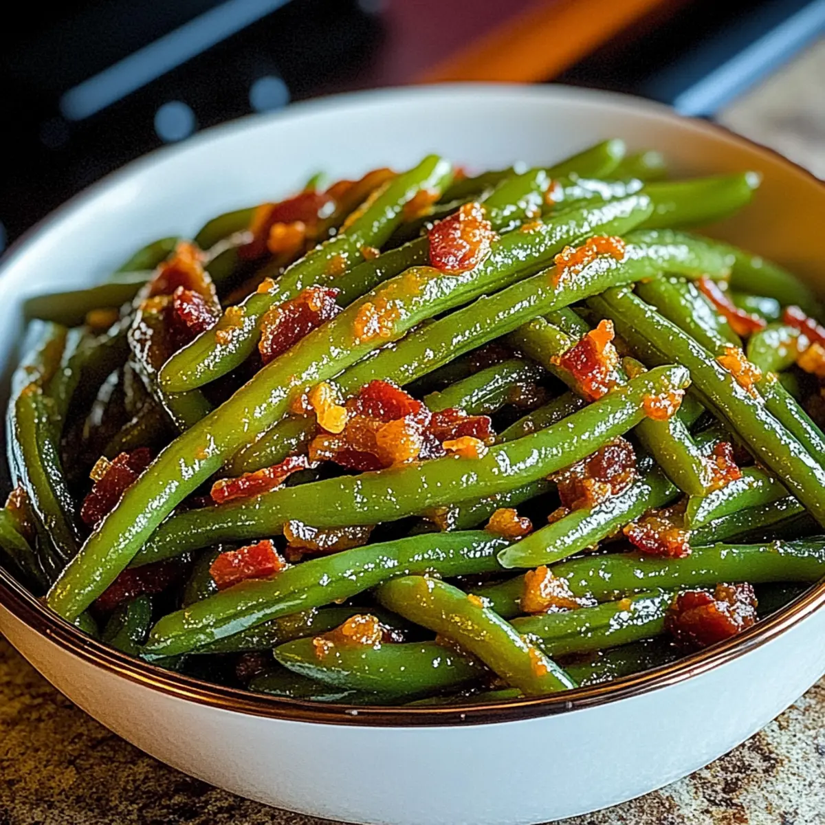 Irresistible Crack Green Beans with Savory Bacon Glaze