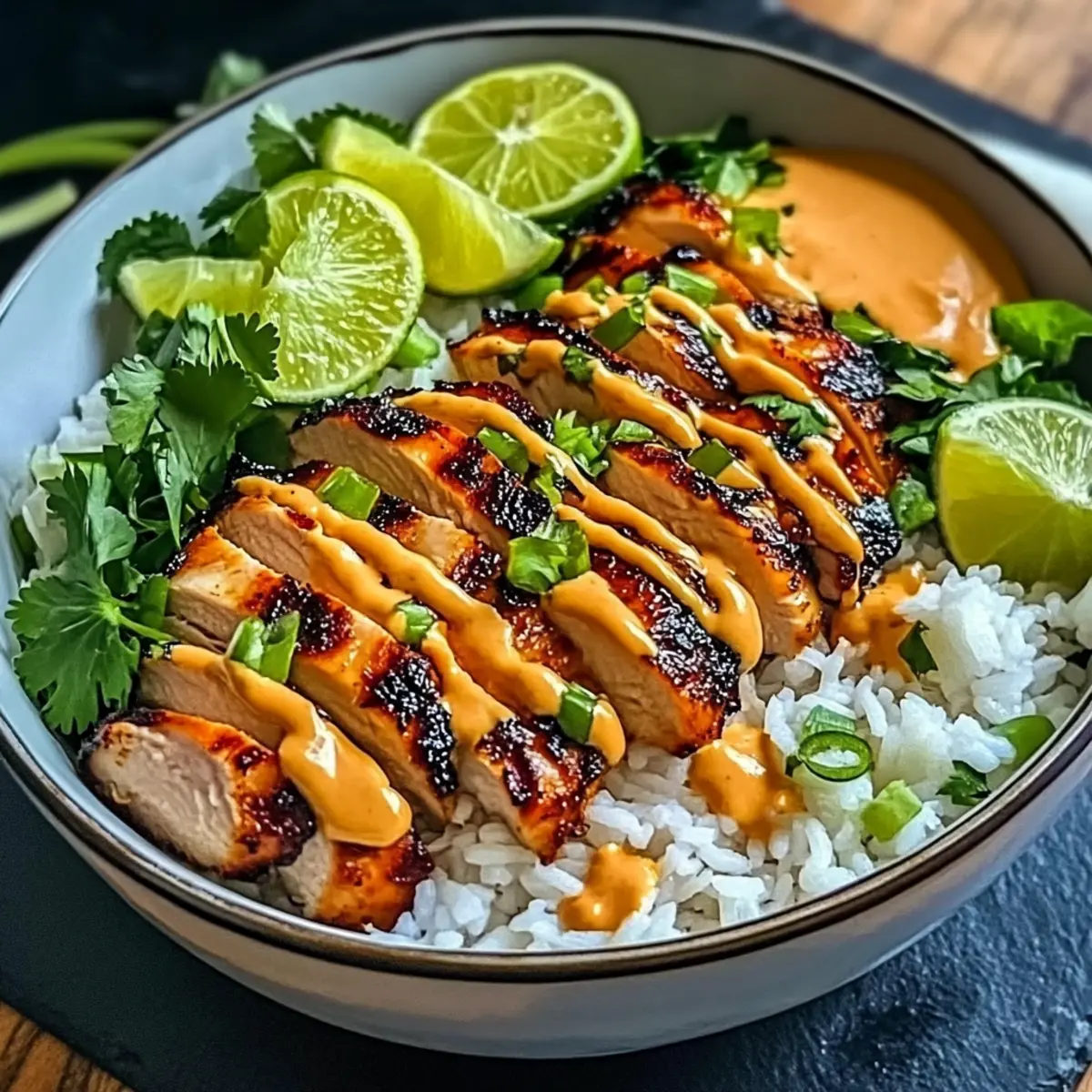 Irresistible Sweet Chili Chicken Bowl with Coconut Lime Drizzle