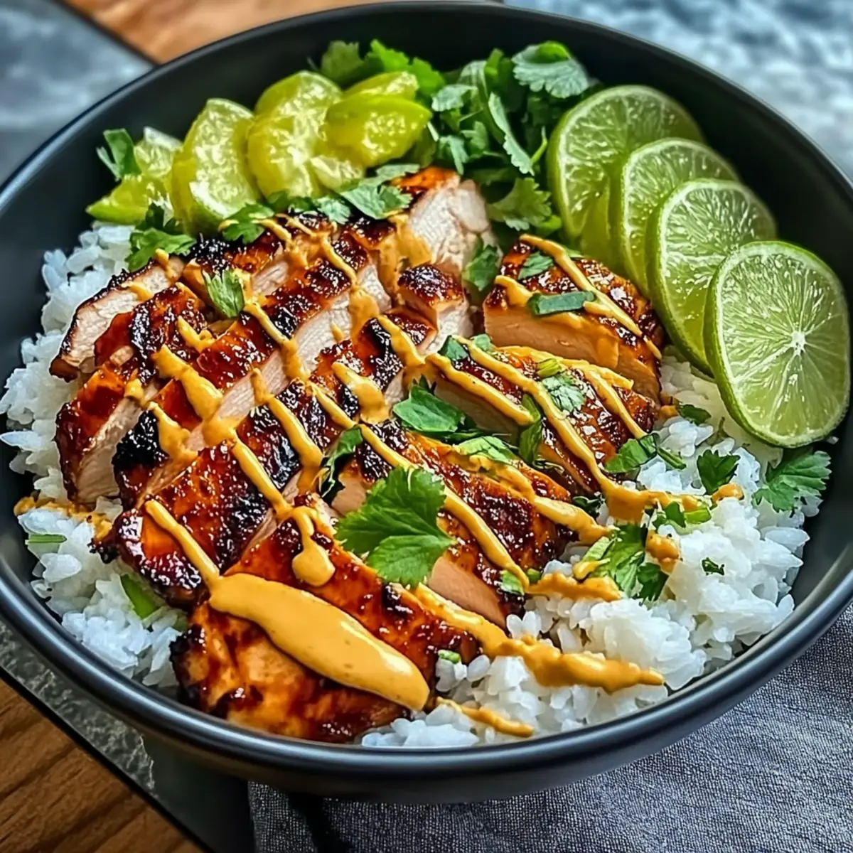 Irresistible Sweet Chili Chicken Bowl with Coconut Lime Drizzle